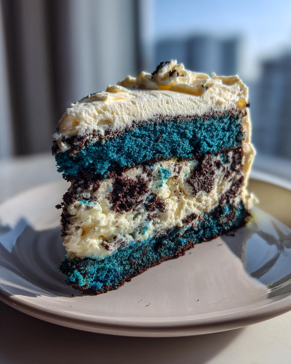 Shocking 2-Layer Blue Velvet Oreo Cheesecake Cake - memorecipes