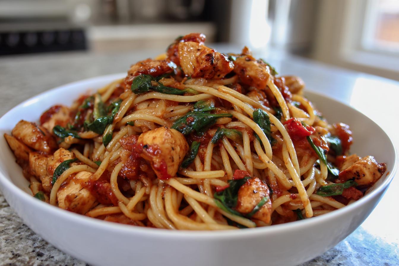 30-Minute Tomato Spinach Chicken Spaghetti That Will Shock You ...