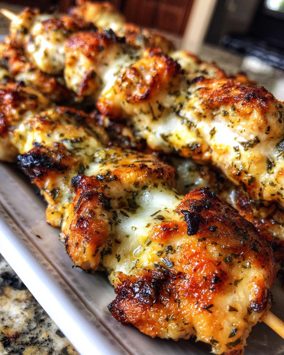 Amazing Garlic Mozzarella Chicken Bomb Skewers - memorecipes